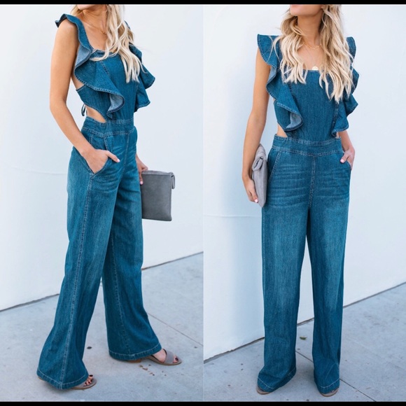 Pants & Jumpsuits | Newruffle Open Back Jean Jumper | Poshmark